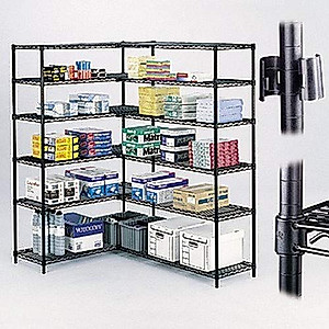 Safco Products 5294BL Industrial Wire Shelving Starter Unit 48" W x 24" D x 72" H (Add-On Unit and Extra Shelf Pack Sold Separately), Black