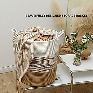 ZLG Cotton Rope Basket 14.15x18.1x15.94Inch Baby Laundry Basket Toy Storage Basket large baskets for blankets