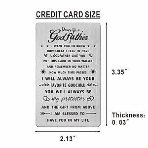 SOUSYOKYO Godfather Card from Godchild - Best Godfather Card from Goddaughter, Personalized Godfather Birthday Gifts for Men, God Father Christmas Wallet Card Present from Godchildren