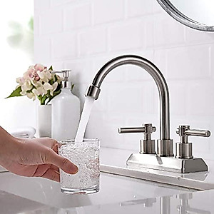 VESLA HOME Modern 2 Handles 2 Holes 4 Inch Centerset Brushed Nickel Bathroom Faucet,Lavatory Vanity Bathroom Sink Faucet