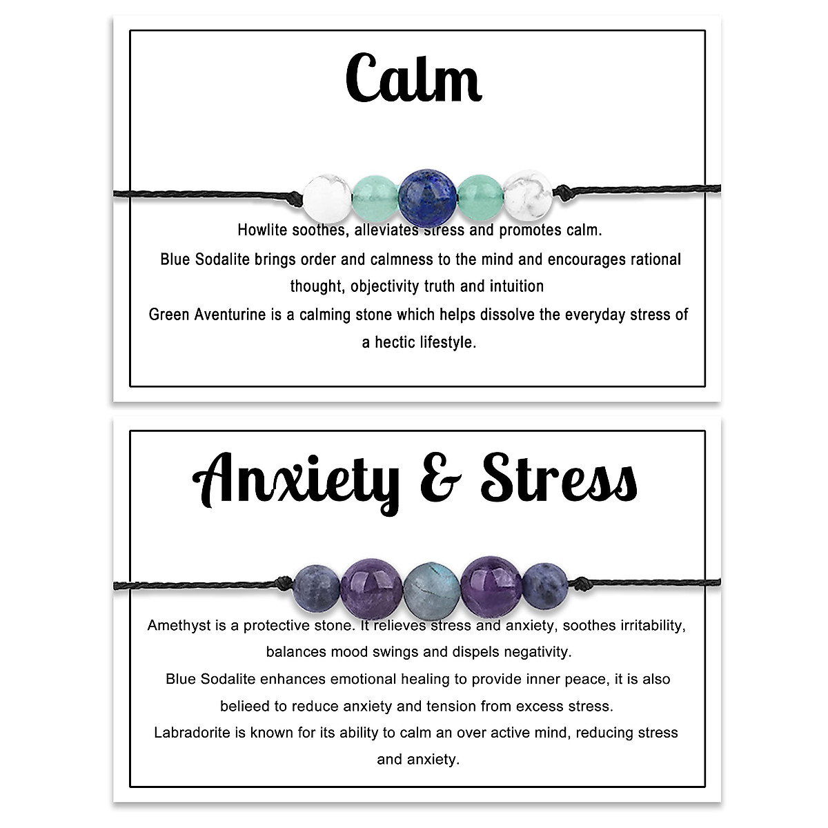 ALEXTINA Healing Crystal Bracelet for Women Amethyst Crystals Beaded Bracelet for Anxiety Relief 7 Chakra Protection Bracelet Spiritual Jewelry for Women, Calm Anxiety Style