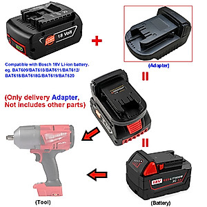 QINIZX Battery Adapter for Bosch to Milwaukee M18 18V Lithium-Ion Cordless Tool, Convert Bosch 18V Lithium Battery BAT609 BAT612 to Milwaukee 18-Volt Lithium Battery Converter