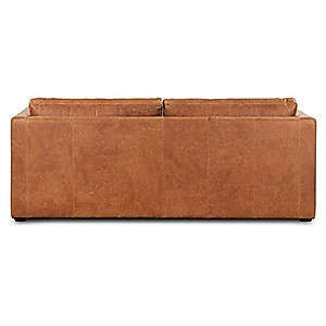 POLY & BARK Napa 82" Pull-Out Convertible Sleeper Sofa in Full-Grain Pure-Aniline Italian Leather, Cognac Tan
