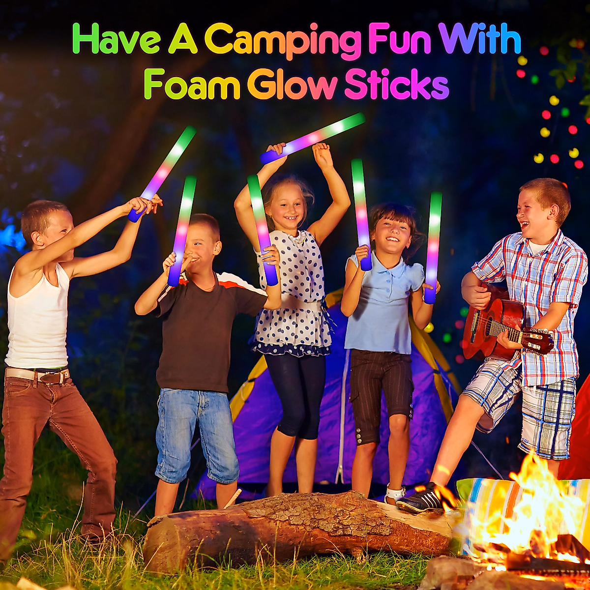 Mocoosy Foam Glow Sticks Bulk Party Pack, 32 PCS Led Glow Sticks with 3 Modes Colorful Flashing, Glow in Dark Party Supplies, Light Up Neon Party Toys for Wedding, Raves, Concert, Birthday, Halloween