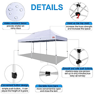 MASTERCANOPY Pop Up Canopy Tent Commercial Grade 10x20 Instant Shelter (White)