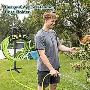 GARDRIT Garden Hose Holder, Black, Detachable, Easy Assembly, Rust Resistant