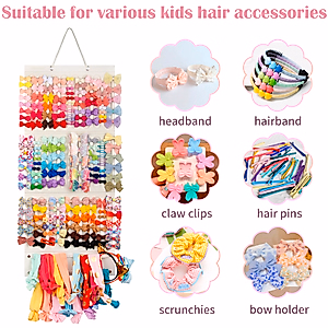 JOYMOMO Hair Bow Holder Organizer For Girls Hanging Bow Holder For Girls Hair Accessories Storage Organizer For Headbands, Hair Clips, Hair Ties, Scrunchies (Without Hair Bows) (beige)