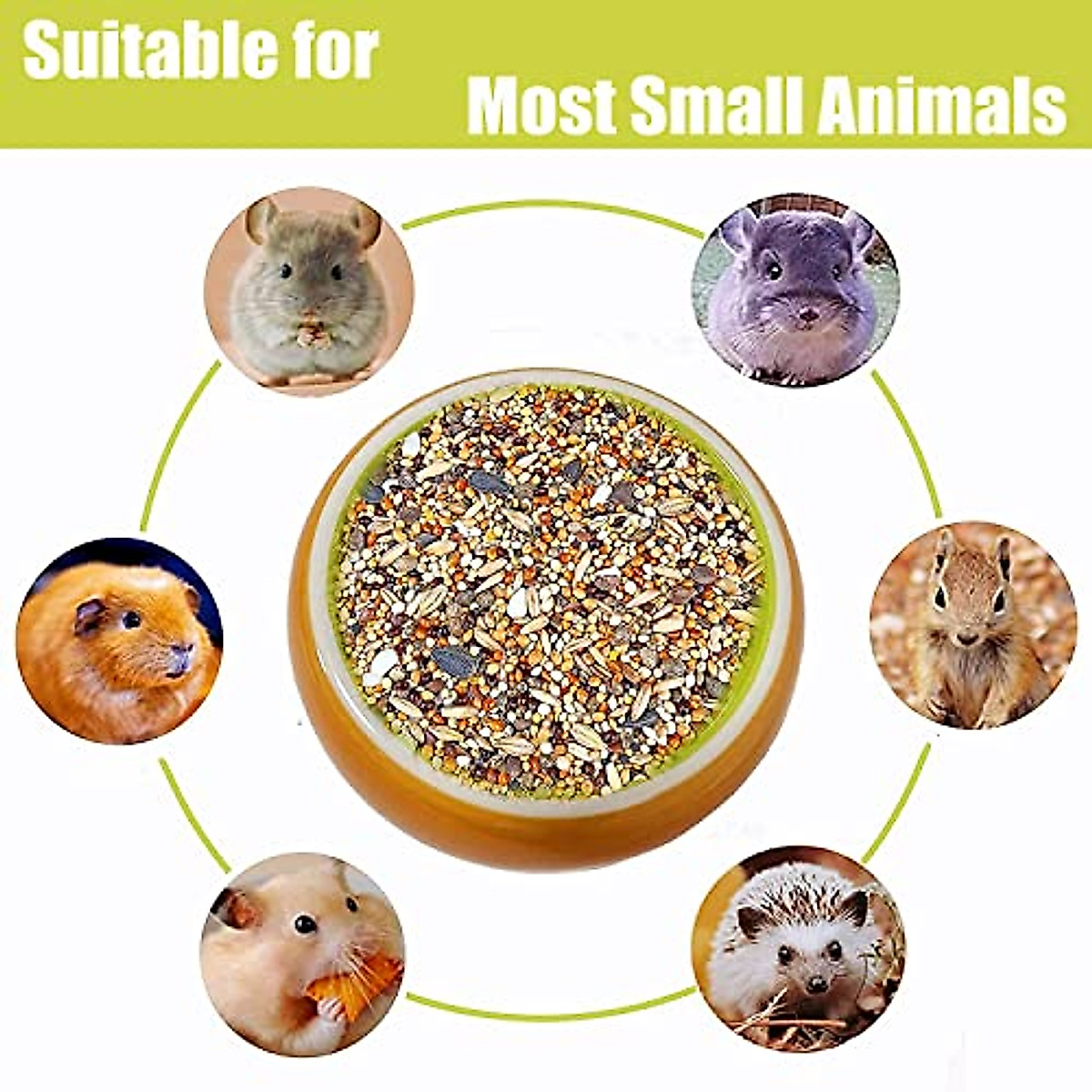 Bangminda 3Pcs Hamster Bowl Ceramic Small Animal Water Bowl Prevent Tipping Anti-Bite Ceramic Feeding Bowls for Guinea Pig Gerbil Ferret Syrian Hamster Chinchilla Rat Hedgehog Bunny