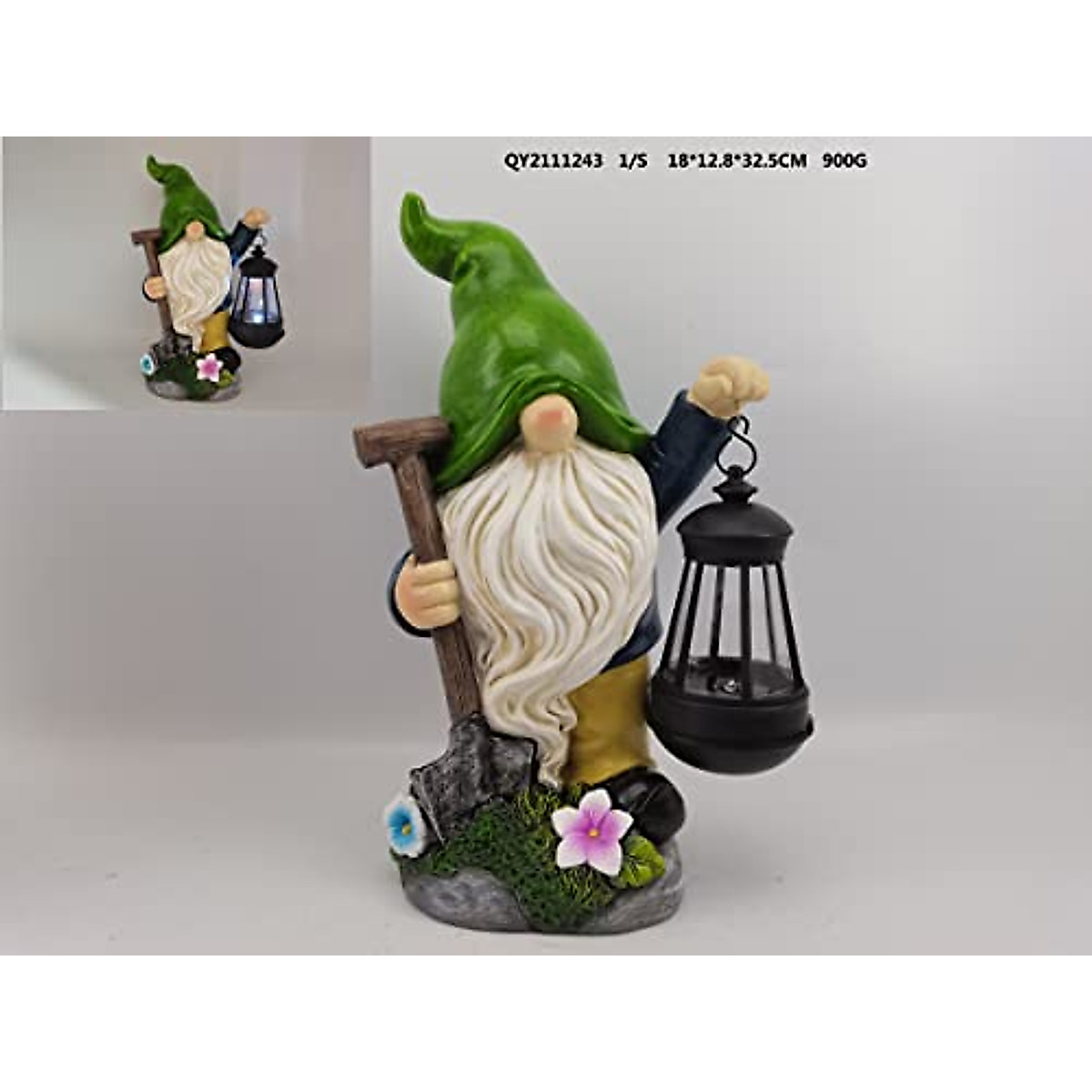 Rinpox Dwarf Yard Decorations Outdoor - Resin Garden Statues with Solar Led Lights, Lantern Wizard Outdoor Decorations for Patio Suitable for Gardens,Yards and Lawns