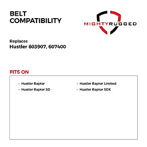 MightyRugged 603907 Hustler Pump Drive Belt Replacement - 51" - Heavy-Duty, Durable, Aramid Cord for Hustler Raptor, Raptor Limited, Raptor SD, Raptor SDX Mowers - Replaces OEM Parts 607400, 603907