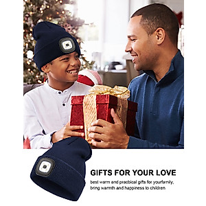 MELASA Unisex Kids LED Beanie, USB Rechargeable Hands Free Headlamp Hat, Night Flashlight Hat, Gifts for Kids Boys Black