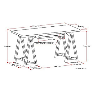 SIMPLIHOME Sawhorse SOLID WOOD Modern Industrial 60 inch Wide Home Office Desk, Writing Table, Workstation, Study Table Furniture in White
