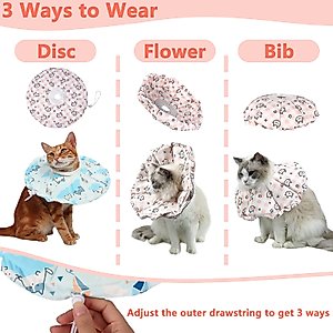 Crazy Felix Cat Cone, Soft Cat Cone Collar to Stop Licking and Scratching, Adjustable Recovery Cone for Cats After Surgery with Drawstring Design, Easy to Eat and Drink