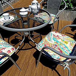 LVTXIII Outdoor Seat Cushions for Patio Furniture D16 x W17 x H2, Chair Pads for Home Office and Garden Decoration, Pretty Paisley, Set of 6