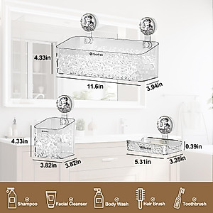 oewyrou 4pcs Clear Shower Caddy No Drill Clear Wall Caddy Suction Cup Luxury Suction Storage Rack Clear for Bathroom Kitchen