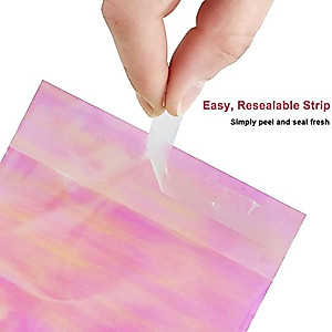 Qtop Cookie Bags 100 pcs Candy Bags Iridescent Holographic Clear Plastic Bags 6x9-1.57 mils Thick 100 pcs Self Sealing OPP Cello Bags for Bakery Cookies Goodies Favor Decorative Wrappers for Birthday Party Favors, Valentines, Easter, Weddings ,Halloween，