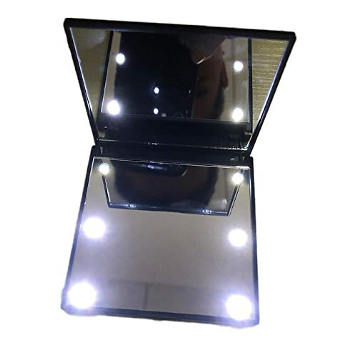 FQYYDD Illuminated Makeup Mirror Make-Up Mirror With 6 Small Led Light Square Mirror Switch Battery Touch Lighting