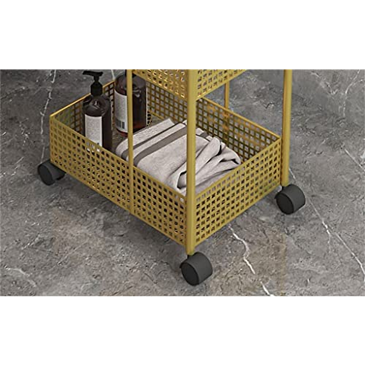 JYDQM Iron Rack Bedroom Kitchen Metal Mobile Bathroom Storage Rack Wheeled Trolley Gold Kitchen Cart Kitchen Island (Color : Gray, Size : 40x29x96)