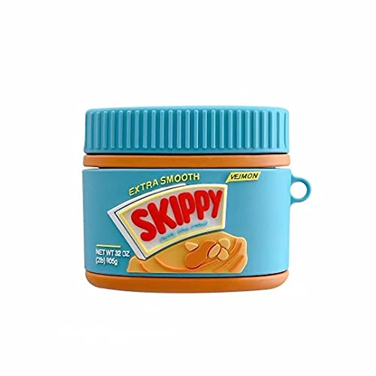 Ultra Thick Soft Silicone Case for Apple AirPods Pro 2019 Generation with Keychain Hook Peanut Butter 3D Cartoon Food Cute Lovely Fun Funny Unique Creative Cool Kids Girls Women