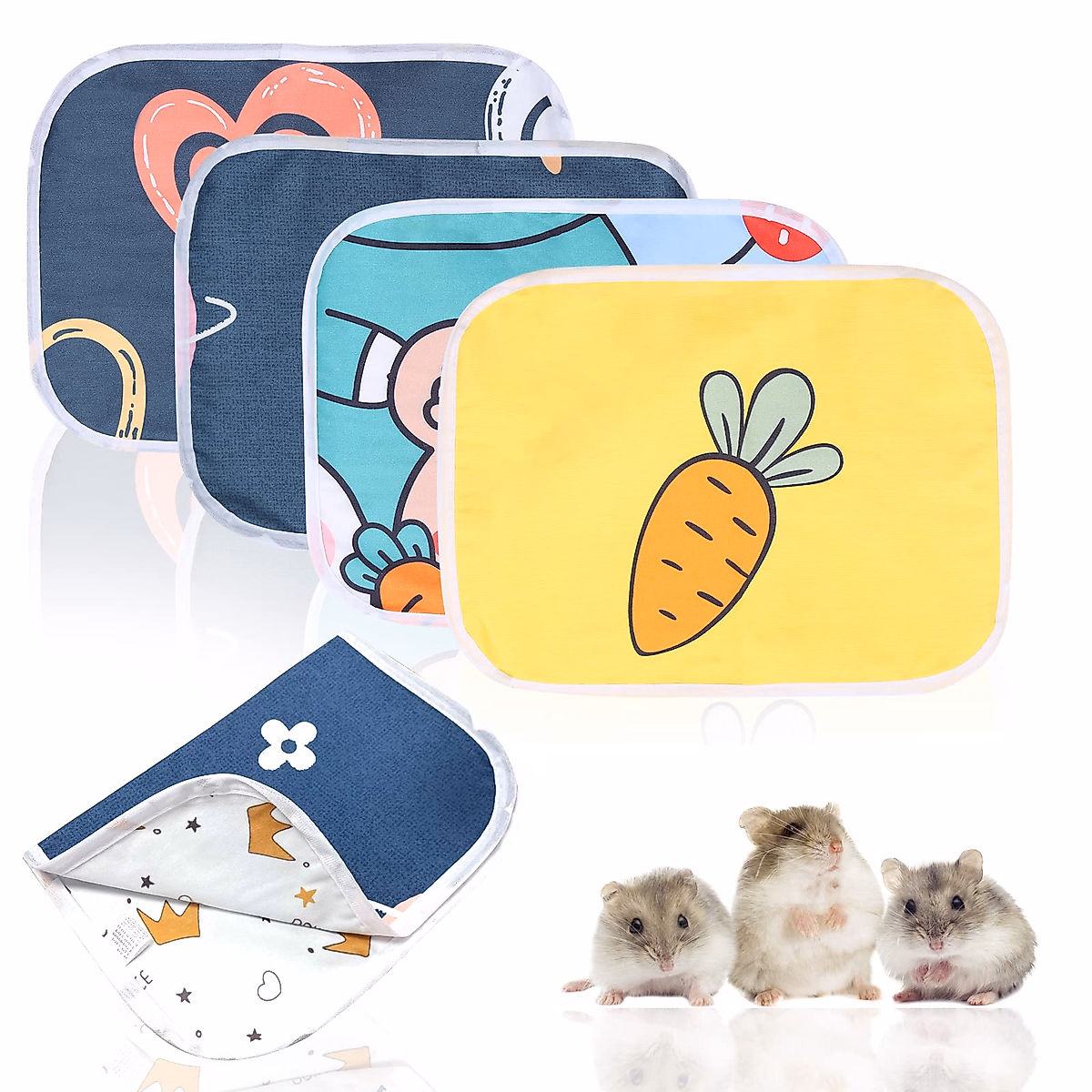 OLDCAT 4PCS Guinea Pig Beddings - Washable Guinea Pig cage Liners, Waterproof Reusable & Anti Slip for Small Animals Rabbit Hamster Rat