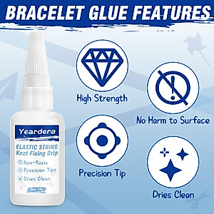 100g Clay Beads Bracelet String Professional Elastic String Kont Fixing Drip, Clear Bracelet Glue, Keep Stretchy Bracelet String Stay Perfectly Tied for Bracelet Beads, Jewelry Making Supplies