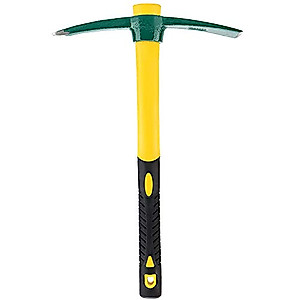ZOENHOU 17.7 Inch Pick Mattock Hoe, Forged Garden Pick, Weeding Mattock Hoe Agriculture Hand Tools with Heavy-Duty Fiberglass Handle for Weeding Cultivating Camping or Prospecting