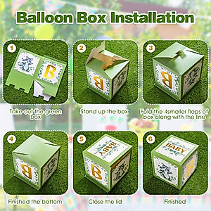 Sage Green Baby Shower Decorations, 4Pcs Neutral Baby Shower Boxes with 92pcs Balloons, Woodland Jungle Theme Baby Shower Decoration Backdrop for Baby Boy Girl Birthday Gender Reveal Party Supplies