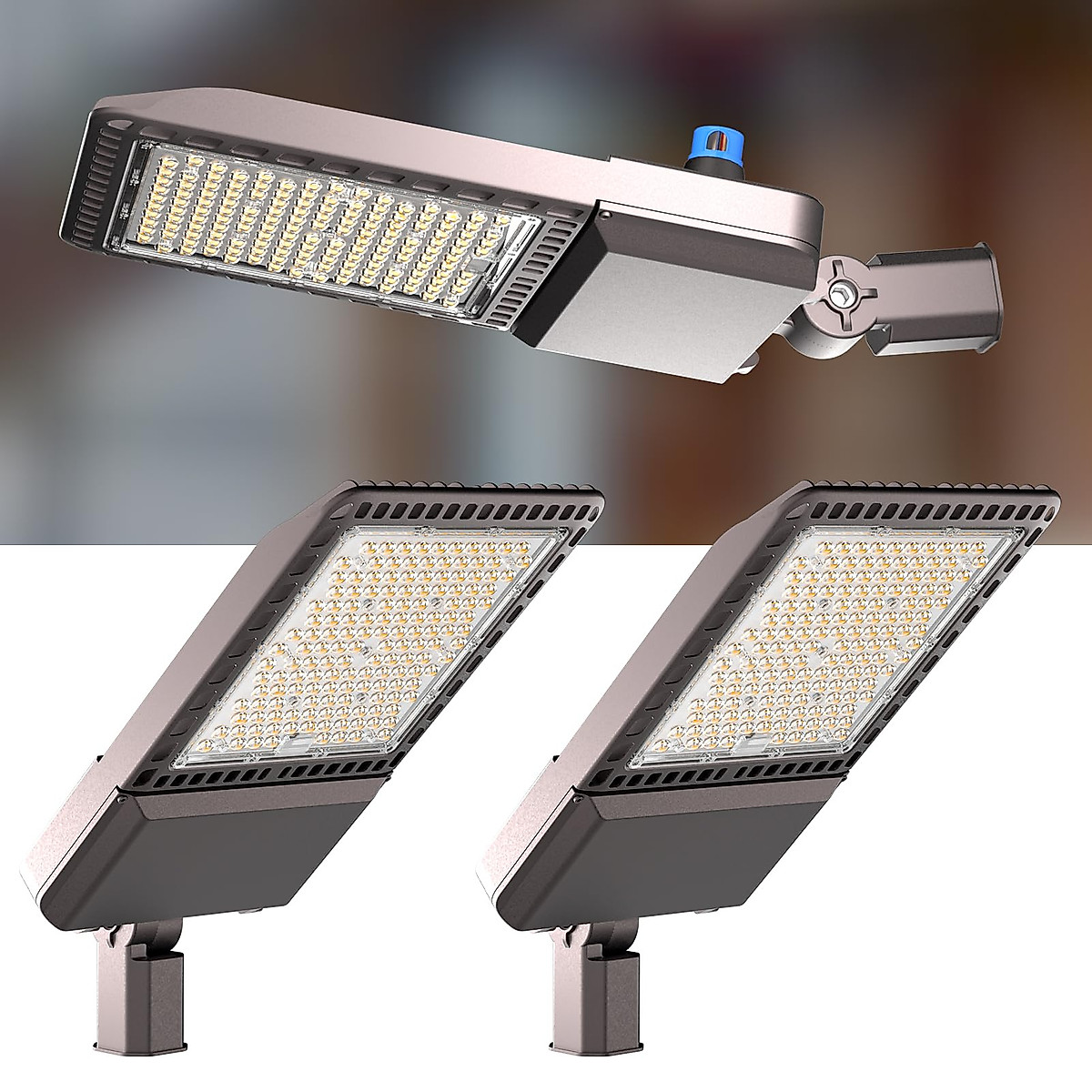 320W LED Parking Lot Lighting 44800LM 5000K LED Pole Lights Outdoor with Slipfitter Mount, Dusk to Dawn LED Street Light for Commerical Parking Lot-2Pack