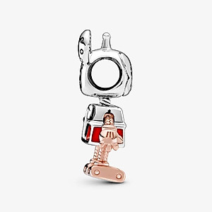 Pandora Disney Mickey robot sterling silver Rose charm with red enamel