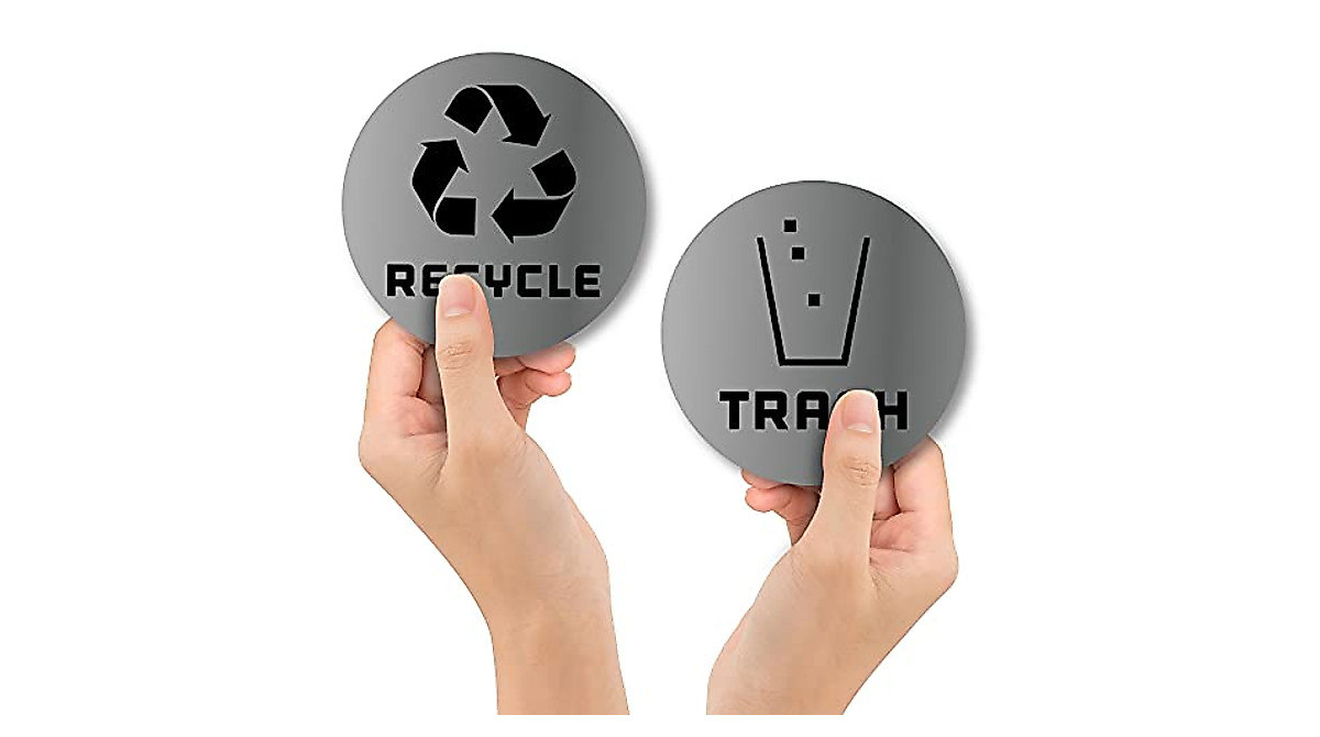 Premium 6 Pack Trash and Recycle Vinyl Stickers