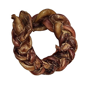 hotspot pets Braided Bully Stick Rings for Dogs - (3 Pack) Premium All Natural Long Twisted Beef Pizzle Dog Chew Treats - Grain Free Fully Digestible Rawhide Alternative Bones