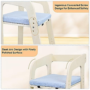 Adjustable Wooden High Chair for Toddlers - Counter Height Dining Chair with Removable Cushion - Perfect for Kids' Dining, Studying, and Feeding