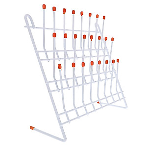 VILLCASE Drying Rack for Lab 24 Pegs Lab Glassware Rack Steel Wire Glassware Drying Rack Wall- Mount/ - Lab Glass Drying Rack White Cleaning for Laboratory Utensils