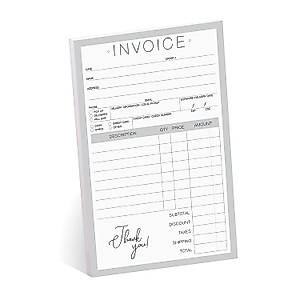 Chic 2-Part Carbonless Invoice Form Pad / 50 Sheets Per Pad / 5.5" x 8.5" Carbon Copy Purchase Sales Receipt Book