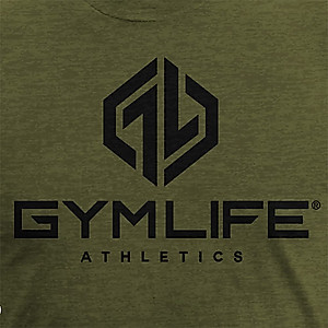 GYM LIFE Men's Power Up Athletic Performance Short Sleeve Workout T-Shirt, Olive Green (3X-Large)