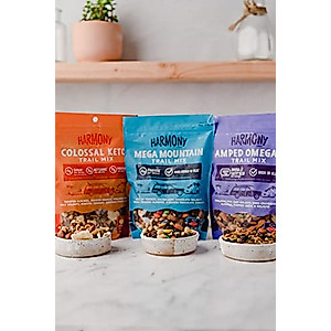 Harmony Trail Mix Variety Pack with 13-Oz. Mega Mountain, 10-Oz. Colossal Keto, and 10-Oz. Amped Omega-3 Trail Mix