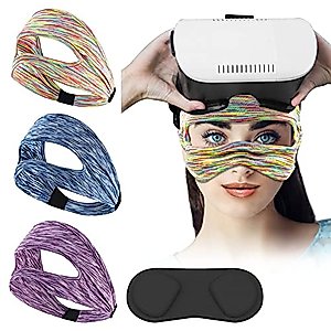 VR Eye Mask Cover Breathable Sweat Band for Enhanced Comfort in VR Workouts, 3PCS Sweat Guard &1PCS Lens Cover Compatible with Oculus Quest 2,HTC Vive,PS, Gear