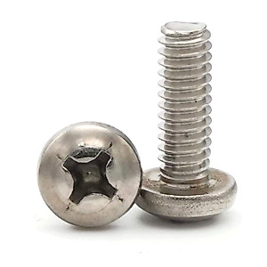 #8-32 Phillips Pan Head Machine Screw 316 Stainless Steel #8-32 x 1 Qty 100