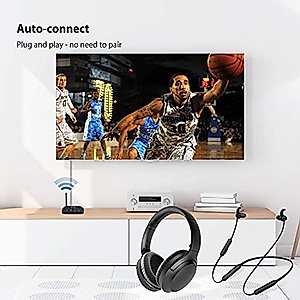 Avantree HT5006 & Aria - Wireless Headphones Earbuds for TV Watching w/Bypass Bluetooth Transmitter & Bluetooth 5.0 Active Noise Cancelling Headphones with No Audio Delay with theTransmitter