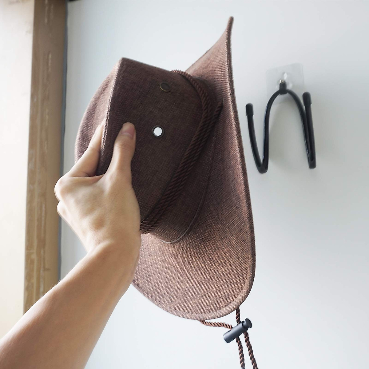Cowboy Hat Rack , Hat Holder , Hat Organizer, Hat Wall Mount display , Hat bracket Hook, Hat Hangers, - No drilling, No installation tool required , Stick-On, Strong Self-adhesive（hold up to 15 Lb.）