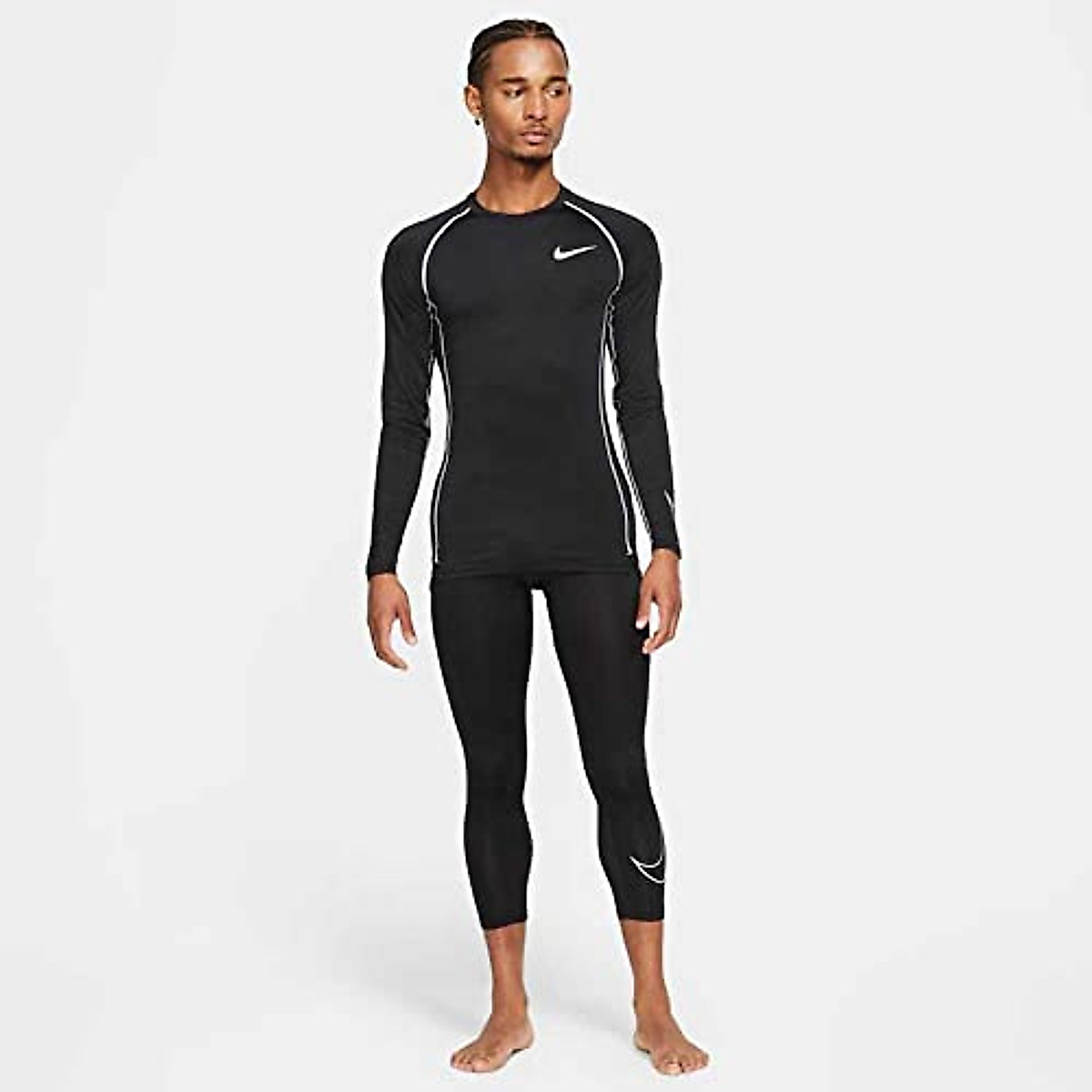 Nike Pro Dri-FIT Men's 3/4 Tights (as1, Alpha, l, Regular, Regular, Black/White, Large)