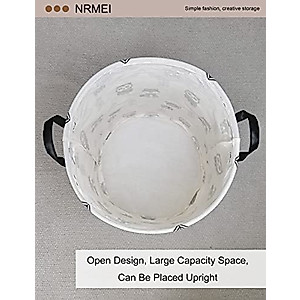 NRMEI Round Storage Basket Laundry Foldable Waterproof Coating Nursery Hamper for Living Room Bedroom and Clothes Toys(Round Pine Animal), 19.7 In H x 15.7 D inches, inches