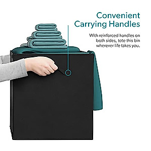 Mindspace Toy Chest with Lid, Toy Boxes for Kids, Childrens Toy Boxes and Storage - Tiny Toy Box for Girls | Foldable Toy Bin for Playroom, Living Room, Nursery, Bedroom, Closet, Laundry - Blanket and Pillow Bin | The Oxford Collection, Black