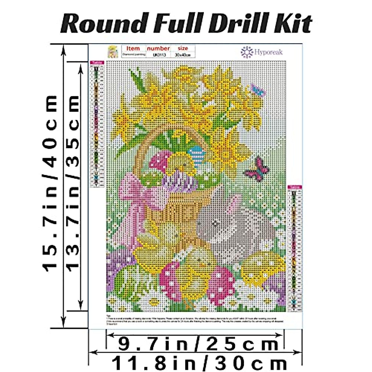 Hyporeak Diamond Painting Kits for Adults,Easter Diamond Art Kit,5D Diamond Painting Kit Full Drill Round for Gift,Wall Decor,Relaxing(12x16)