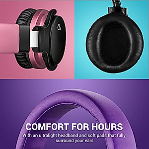 MOVSSOU E7 Active Noise Cancelling Headphones Bluetooth Headphones Wireless Headphones Over Ear with Microphone Deep Bass, Comfortable Protein Earpads, 30 Hours Playtime for Travel/Work, Medium Purple