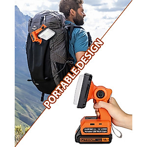 Cordless LED Work Light for Black and Decker 20v Battery, 25W LED Floodlight with USB-A&USB-C 2.1A Fast Charging Ports for Jobsite, Car Repairing, Camping, Emergency(Battery not Included)