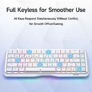 KEMOVE K68se Wired 60% Gaming Mechanical Keyboard RGB Backlit/Lighting Strip,Linear Red Switch,DSA Profile PBT Keycaps Windows and Mac Compatible,White