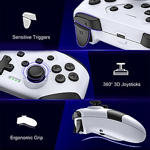 Switch Controller, Wireless Switch Controller for Switch/Switch Lite/Switch OLED, Extra Switch Controller with Paddles, Programmable Switch Remote Control with Back Buttons,Wake-up,Turbo-White