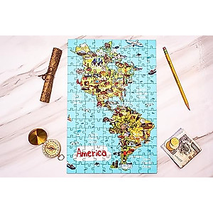 Terra Puzzles America Map Wooden Jigsaw Puzzle 152 Piece, 10x15 inches