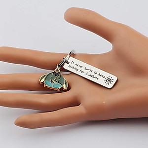 It Never Hurts to Keep Looking for Sunshine Bar Kecyahin with Donkey Charm A.A Milne Quote Jewelry Inspiration Gift (Bar Keychain) Sliver